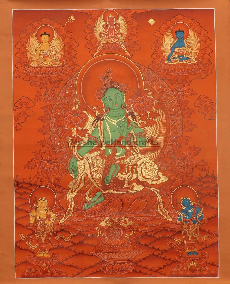 6 Chakra Thanka , Green Tara Thanka , Tibetan Thanka Art , Tibetan Art ...