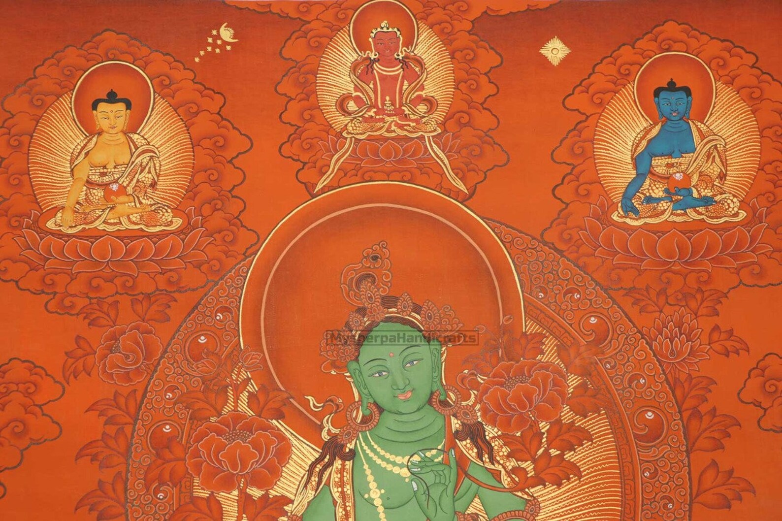 6 Chakra Thanka , Green Tara Thanka , Tibetan Thanka Art , Tibetan Art ...