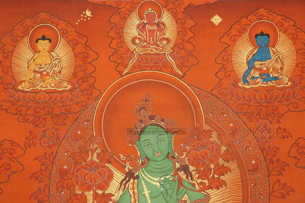 6 Chakra Thanka , Green Tara Thanka , Tibetan Thanka Art , Tibetan Art ...