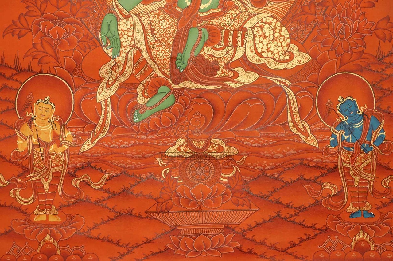6 Chakra Thanka , Green Tara Thanka , Tibetan Thanka Art , Tibetan Art ...