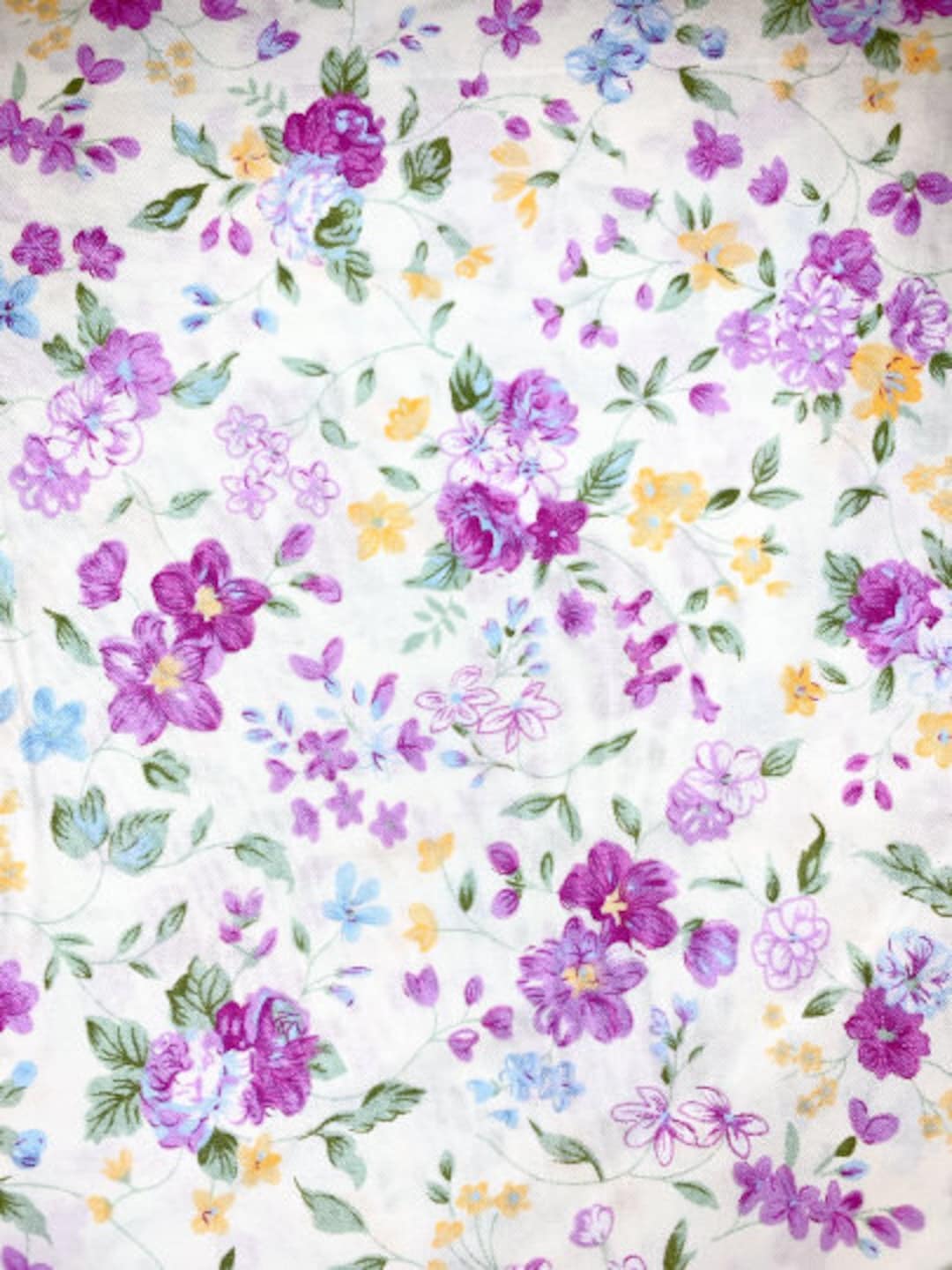 Purple Flowers by the YARD, 100% Cotton Fabric - Etsy
