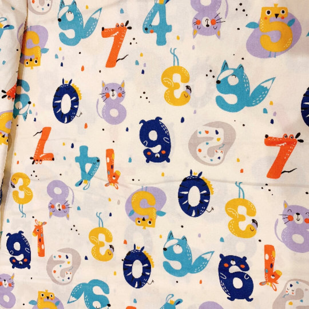 Numbers vivid by the YARD, 100% Cotton Fabric - Etsy