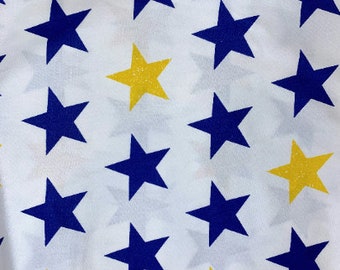 Light Yellow Cotton Fabric by the Yard, With Stars Printed, 140 Cm/1.53 ...