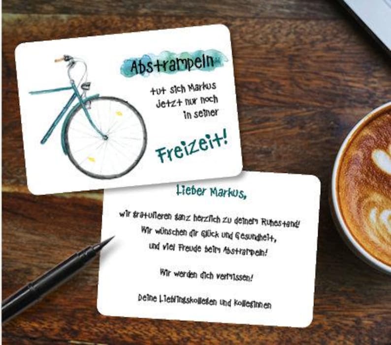 Retirement Card With Bicycle I Personalizable Postcard I Retirement ...