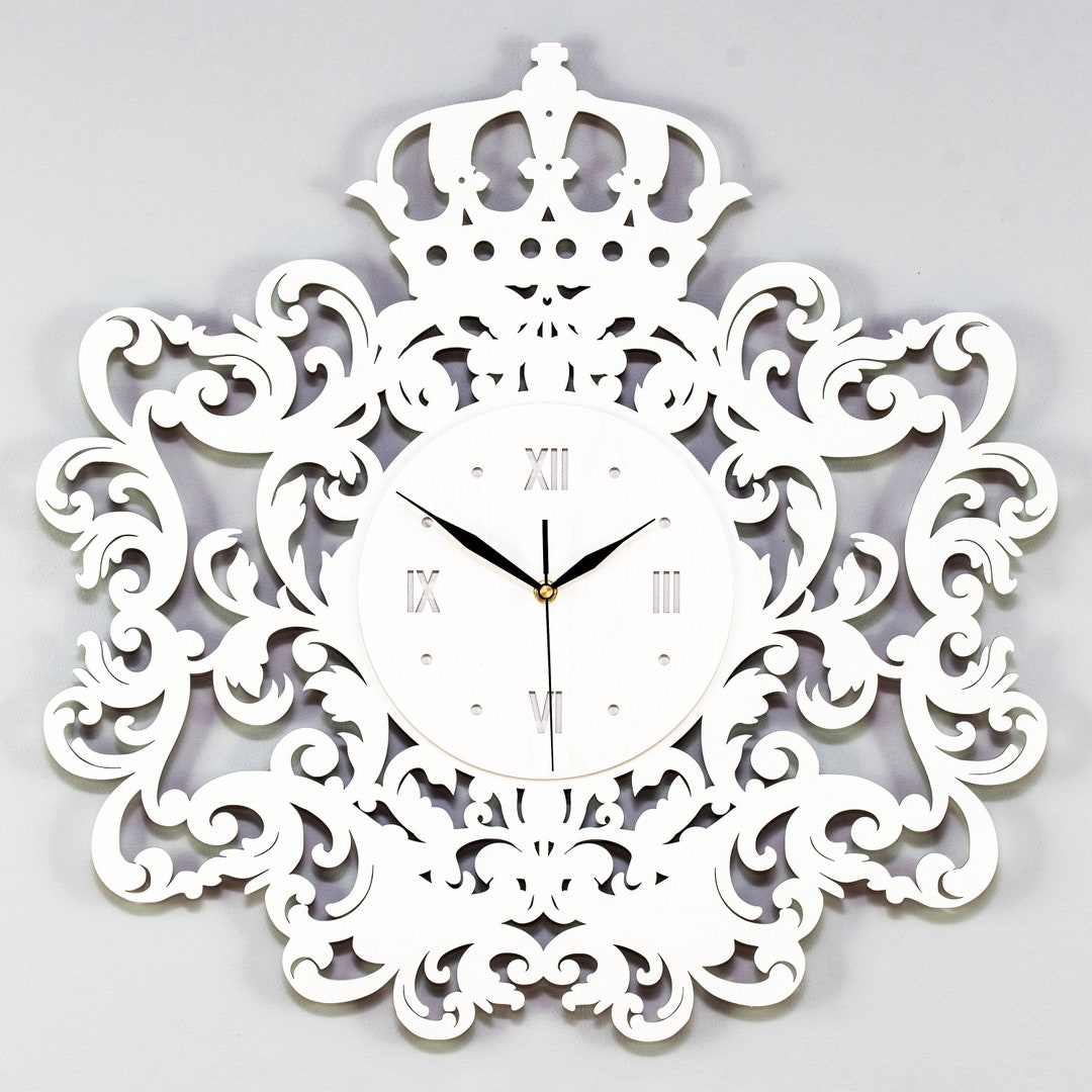 CROWN, Vintage Wall Clock, VICTORIAN Design,wooden Clock for Bedroom ...