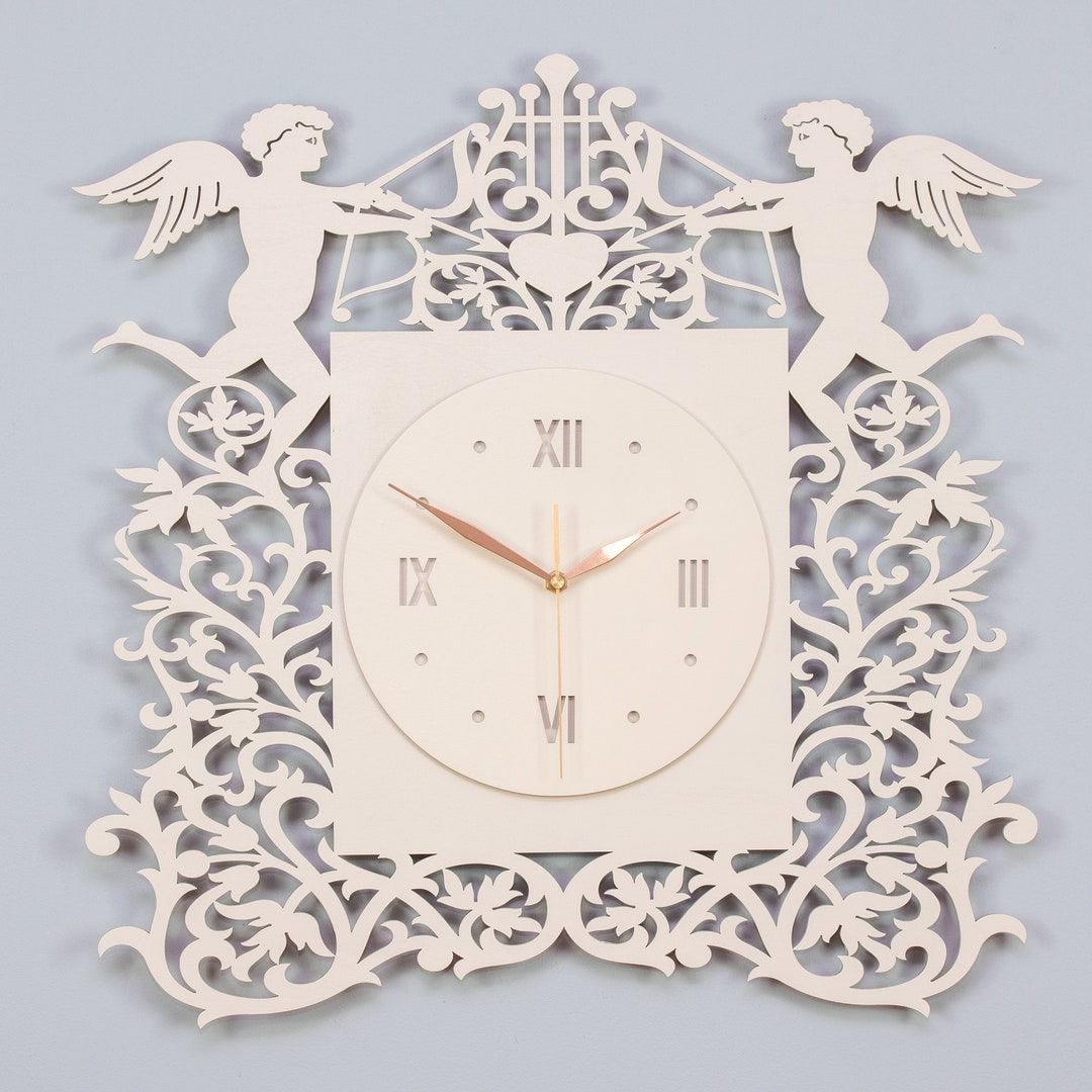 Vintage Wall Clock, Angels,shabby Chic, Wooden Clock for Bedroom ...