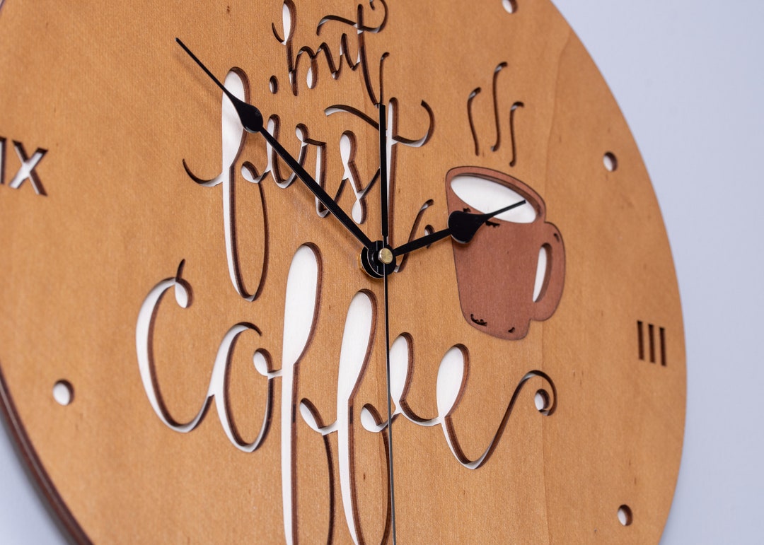 COFFEE, KITCHEN Wall Clock, Coffee Table Clock, Vintage,unusual Wooden ...