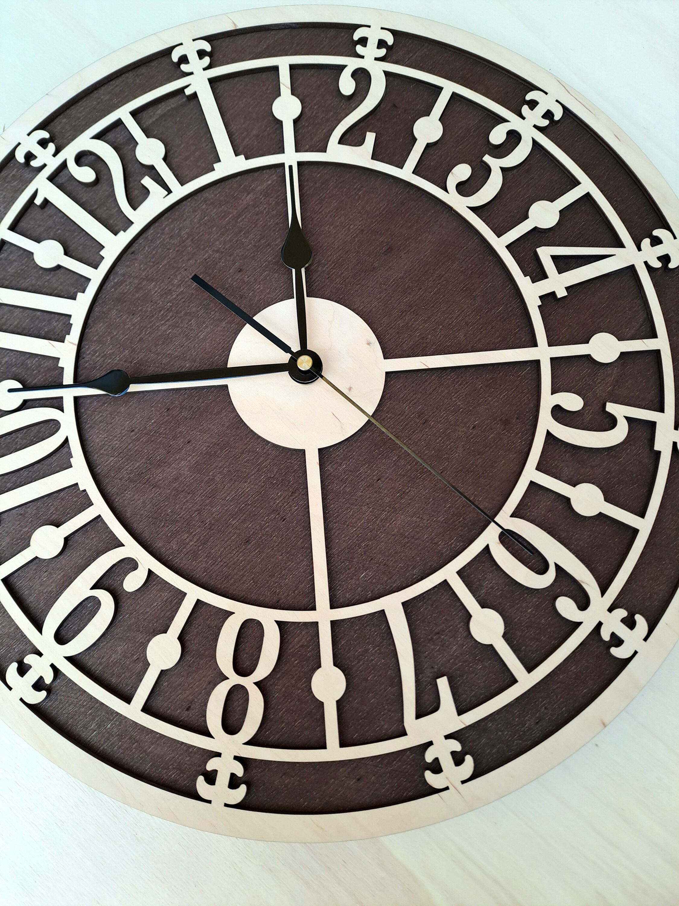 LOFT, INDUSTRIAL Wall Clock, Large, Wooden Clock, Wall Decor for ...