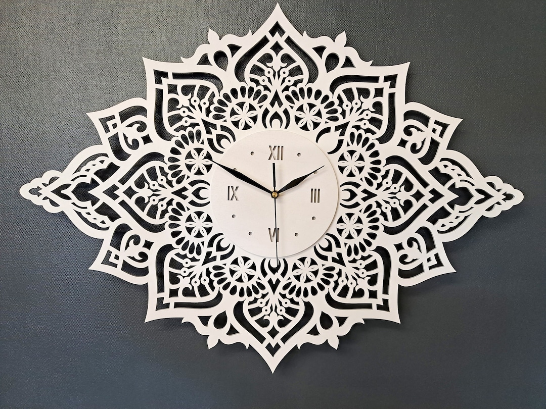 MANDALA Wall Clock, Yoga, Wall Clock, Ornament,unusual Wooden Clock ...