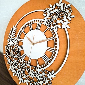 Unique WALL CLOCK, Flowers, Floral Wall Art, French Vintage Chic, Retro ...