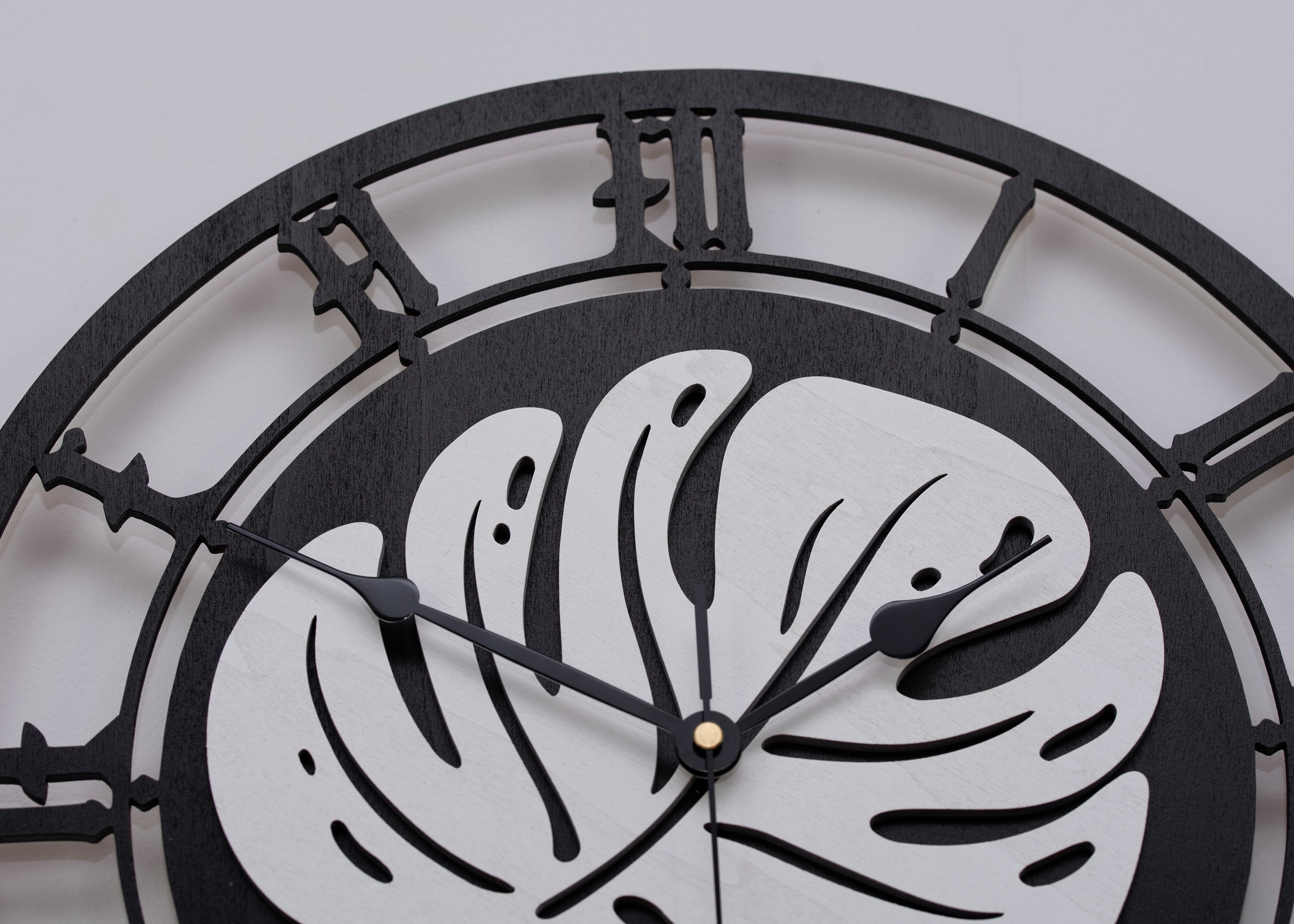 MONSTERA Wall Clock, Tropical, Jungle, Coastal Wall Clock, Leaf ...