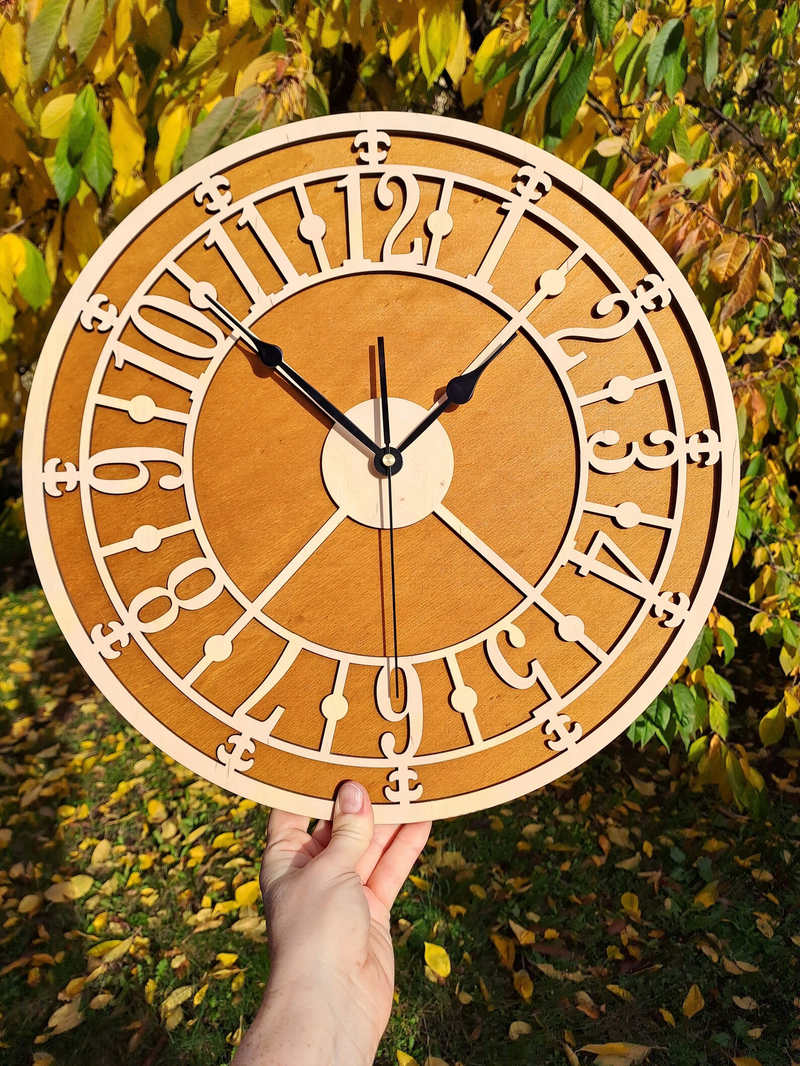 LOFT, INDUSTRIAL Wall Clock, Large, Wooden Clock, Wall Decor for ...