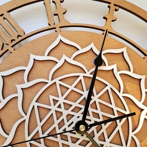 SRI YANTRA SACRED Geometry Wall Clock, Large, Wooden Clock, Wall Art ...