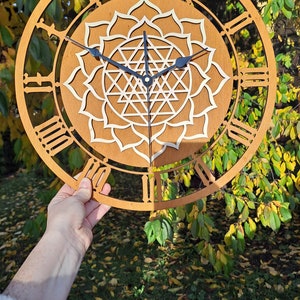 SRI YANTRA SACRED Geometry Wall Clock, Large, Wooden Clock, Wall Art ...