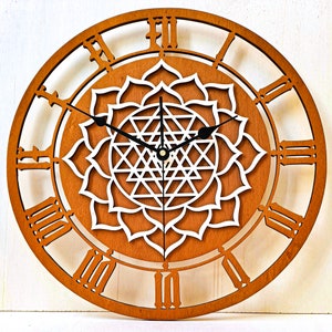 SRI YANTRA SACRED Geometry Wall Clock, Large, Wooden Clock, Wall Art ...