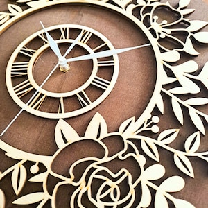 Wooden WALL CLOCK, Flowers, Floral Wall Art, French Vintage Chic, Retro ...