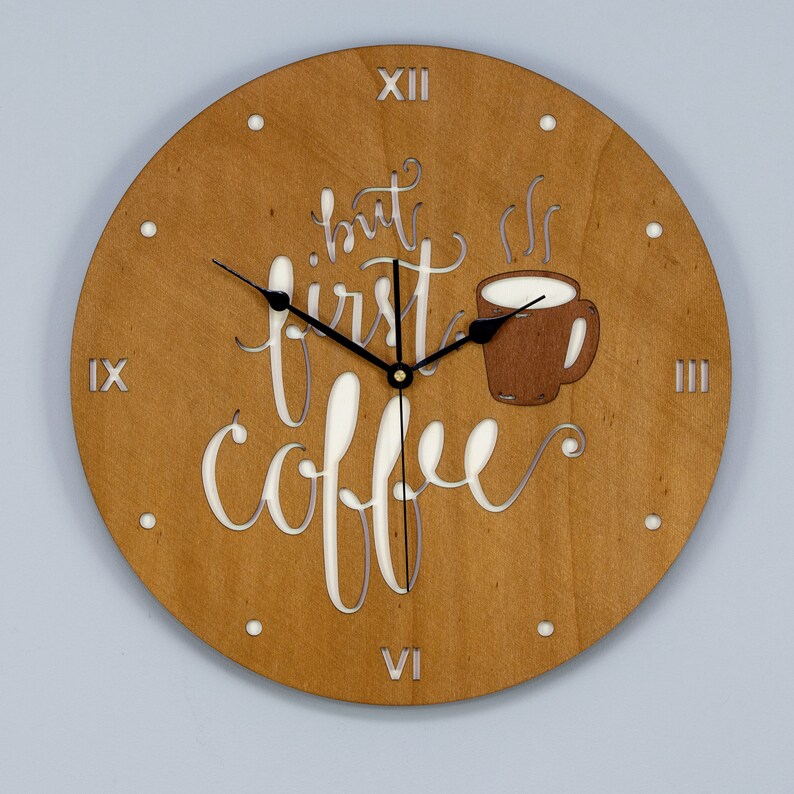 COFFEE, KITCHEN Wall Clock, Coffee Table Clock, Vintage,unusual Wooden ...
