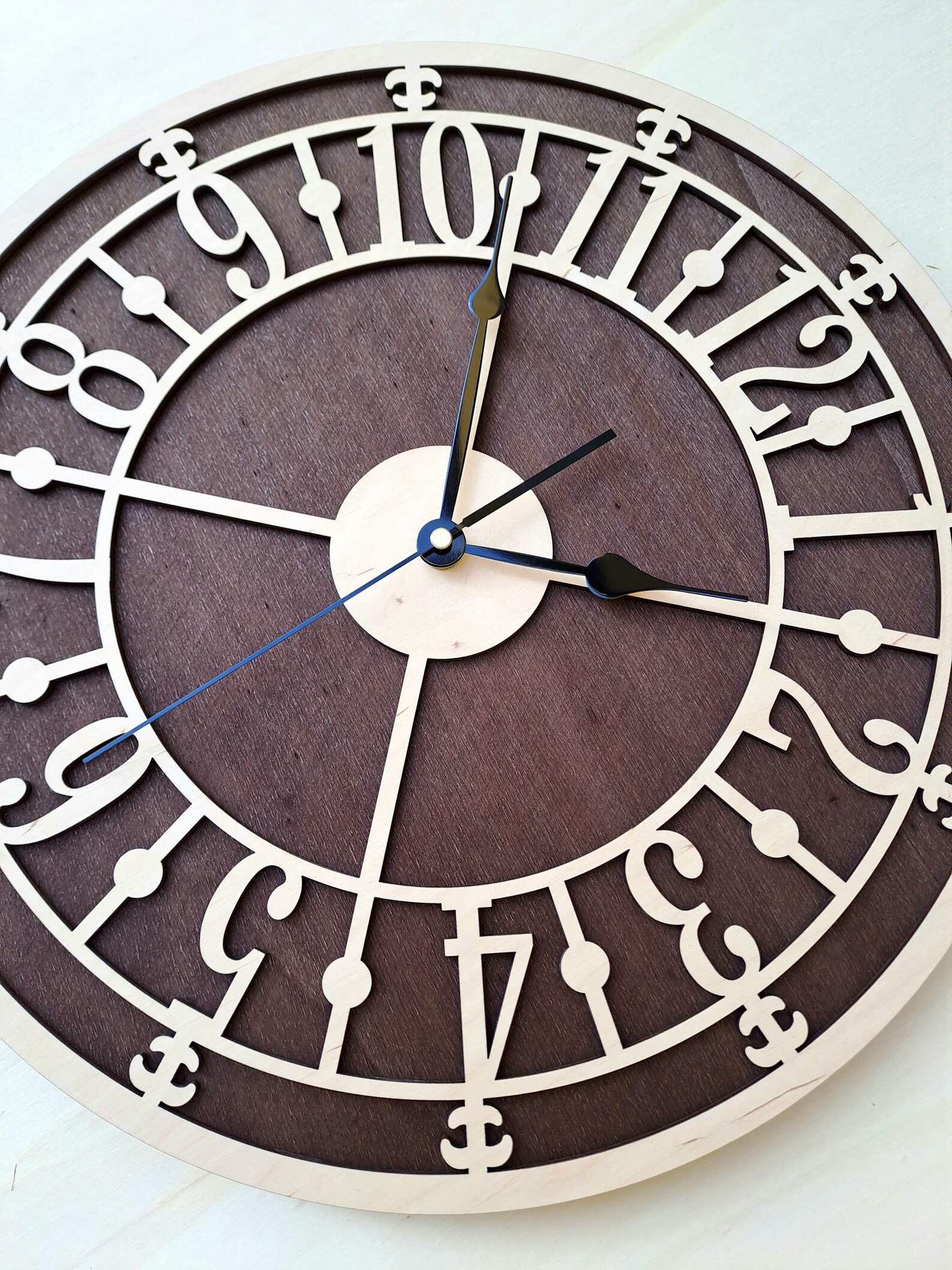 LOFT, INDUSTRIAL Wall Clock, Large, Wooden Clock, Wall Decor for ...