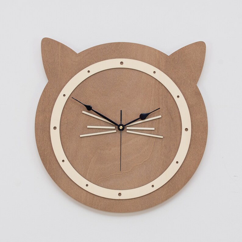 CAT WALL CLOCK Wooden Wall Decorclock for Bedroom Living - Etsy