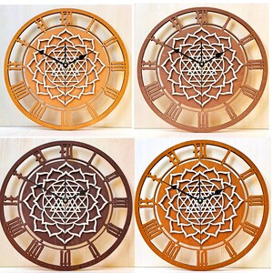 SRI YANTRA SACRED Geometry Wall Clock, Large, Wooden Clock, Wall Art ...