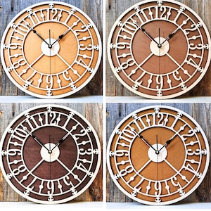 LOFT, INDUSTRIAL Wall Clock, Large, Wooden Clock, Wall Decor for ...