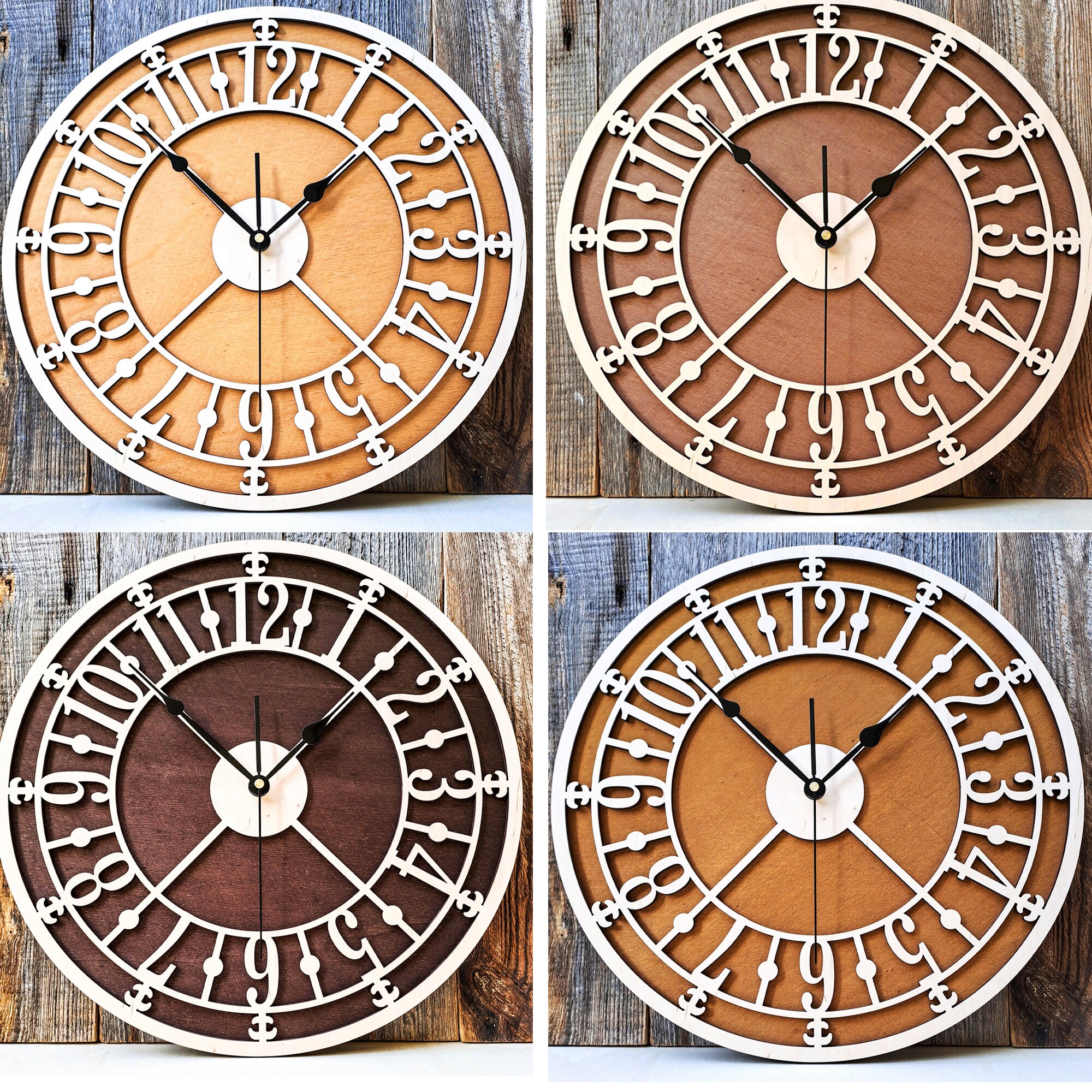 LOFT, INDUSTRIAL Wall Clock, Large, Wooden Clock, Wall Decor for ...