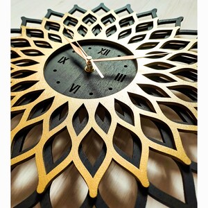 Wall Clock BOHO, SUNBURST, Mid Century Modern, Wooden Clock for Bedroom ...