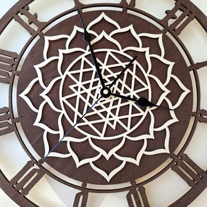 SRI YANTRA SACRED Geometry Wall Clock, Large, Wooden Clock, Wall Art ...