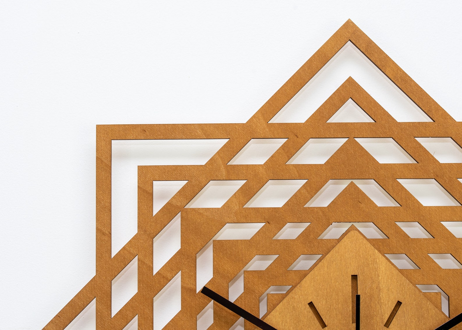MODERN, Wooden, Geometric Wall Clock, Black, for Bedroom, Living Room ...