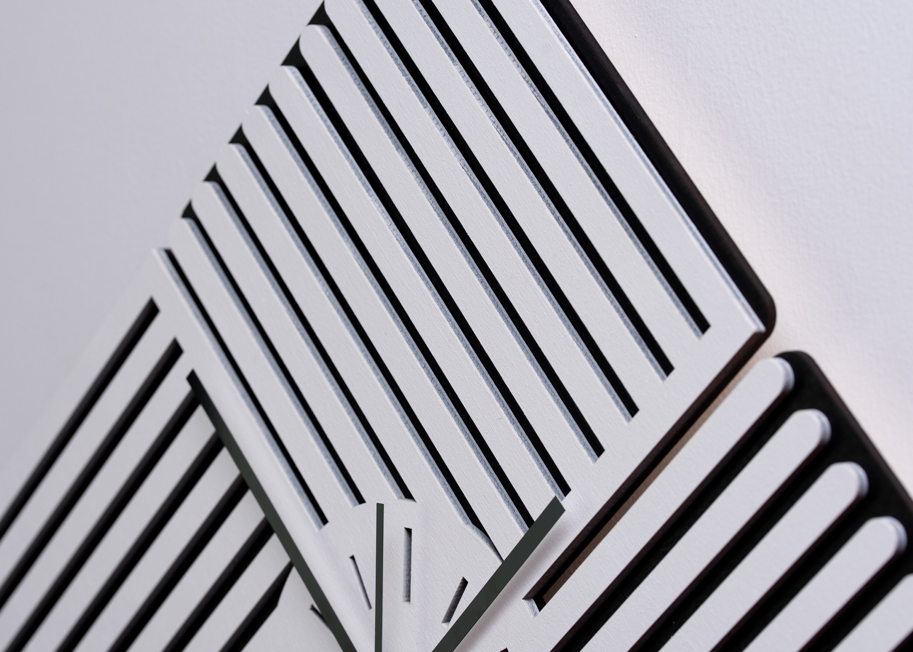 MODERN, White, Geometric Wall Clock, for Bedroom, Living Room, Wooden ...