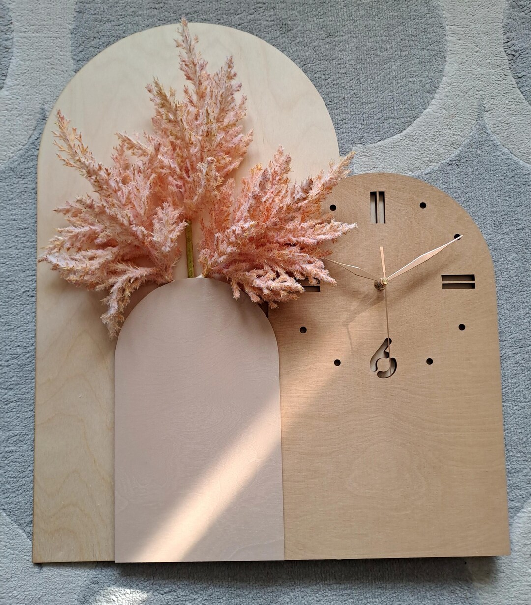 BOHO CLOCK + VASE, Wooden Arched Wall Art Decor,bohemian Decor,vase for ...