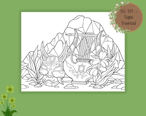 Venti and Xiao / Mask and Lyre Coloring Page / Genshin Impact - Etsy
