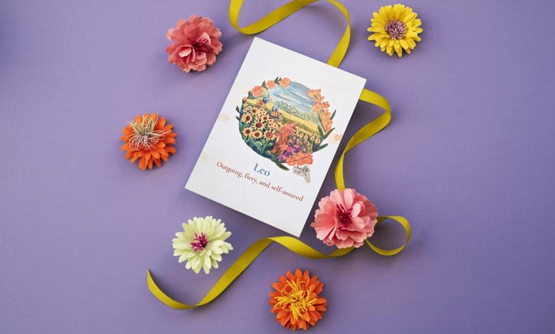 Leo Star Sign Greeting Card - A6 Size 10.5cm by 14.8cm With Envelope - Etsy