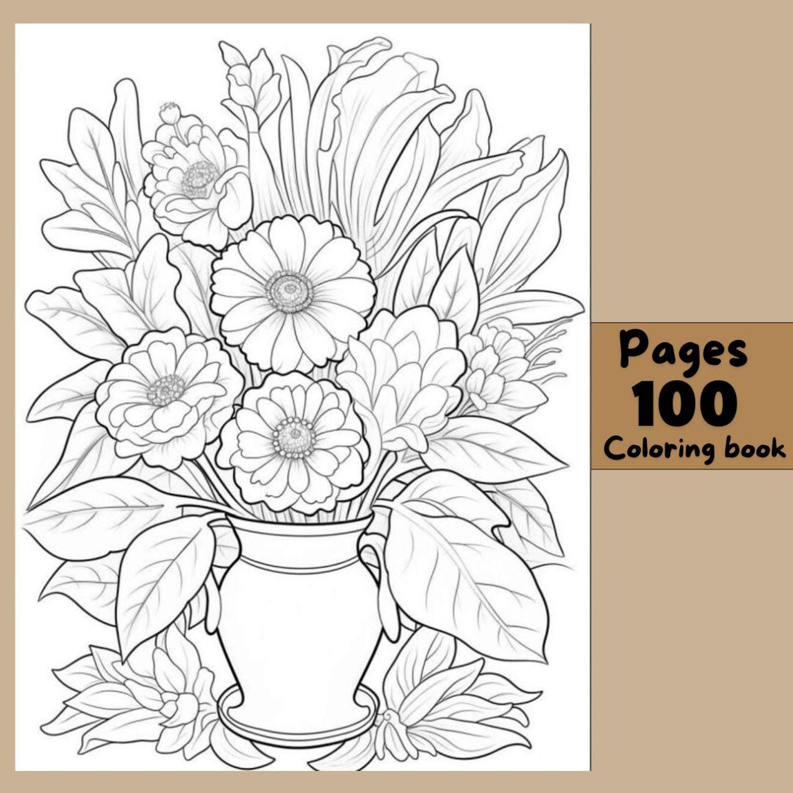 Relaxing Flower Coloring Book | Set of 100 Pages | Digital Coloring ...