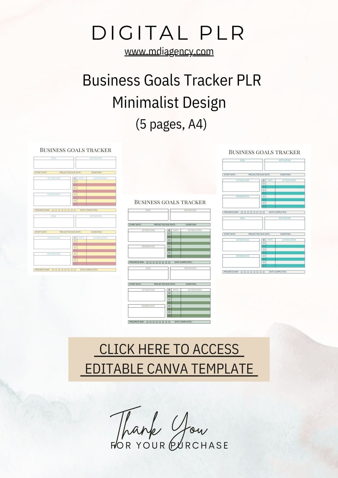 Business Goal Tracker With Canva Link, Small Business Bundle, Financial ...