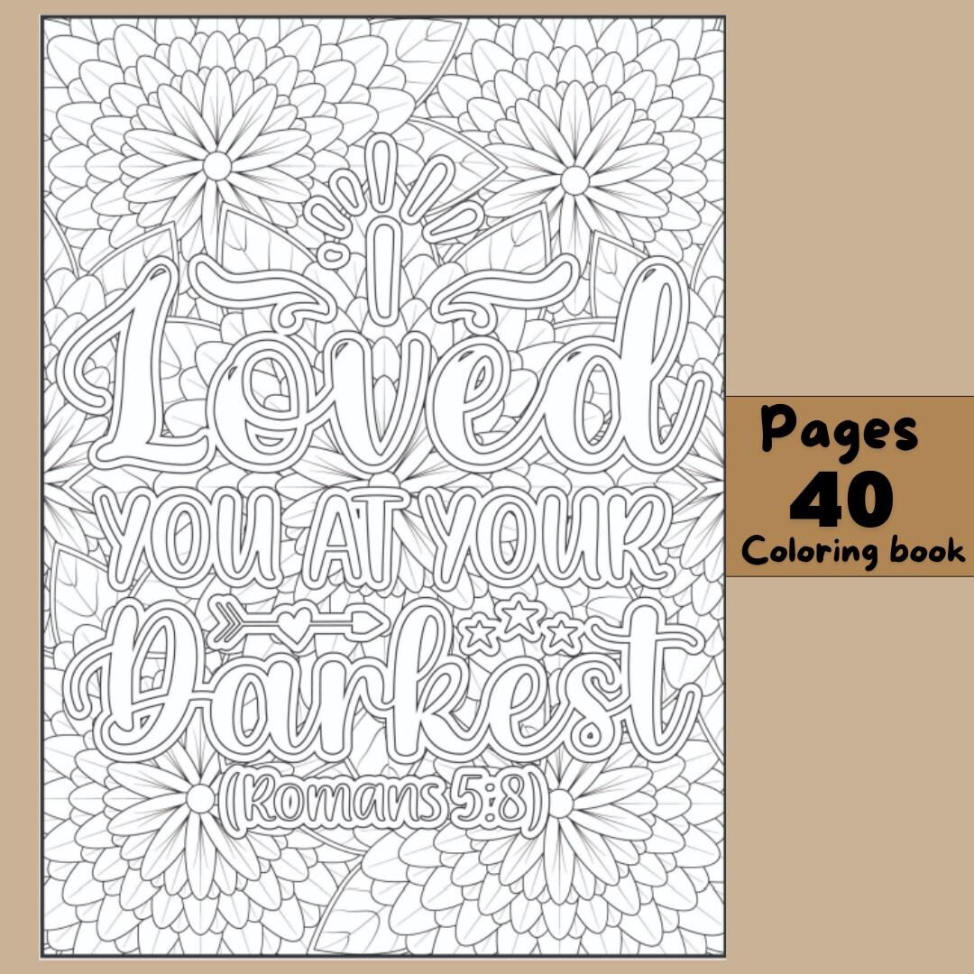 Bible Verse Quotes Coloring Book | Set of 40 Page Christian Coloring ...