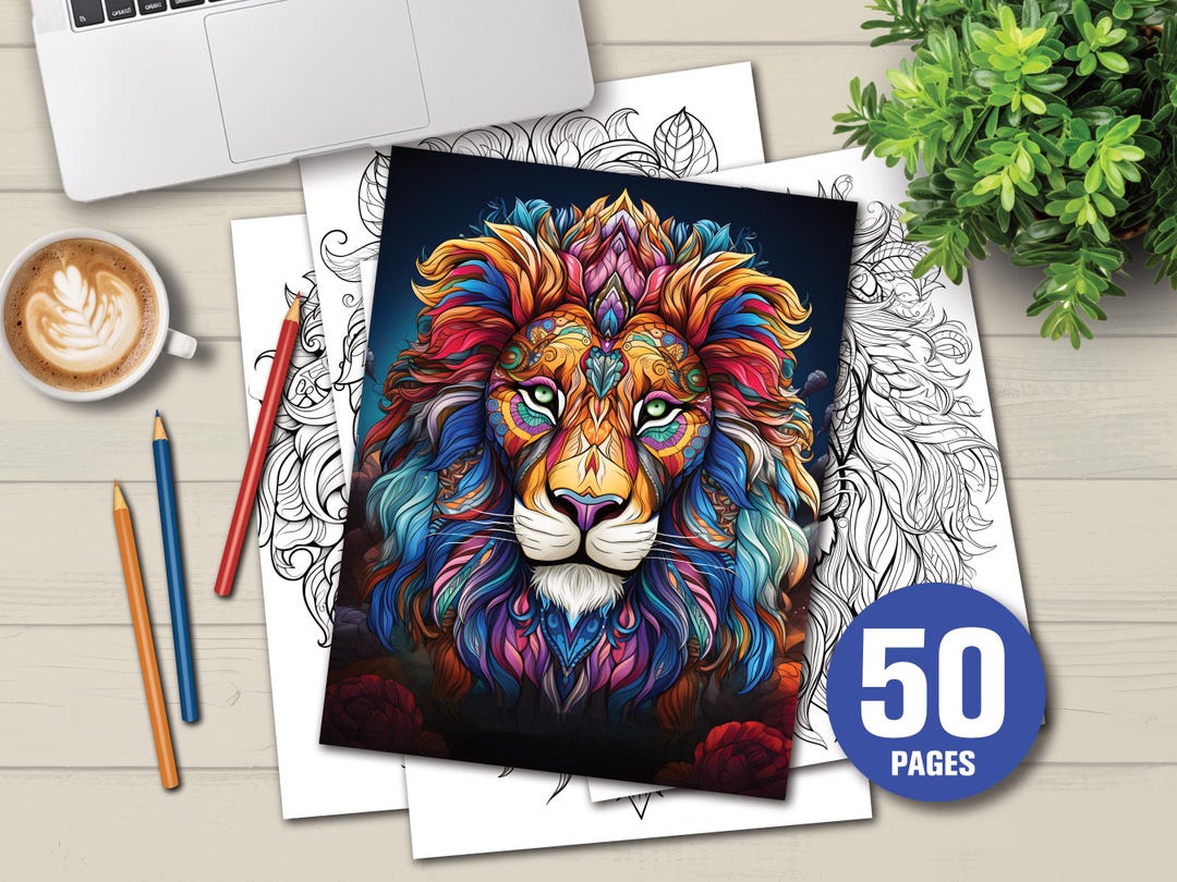 25 Mandala Lions Coloring Pages | Instant Digital Download | Light and ...