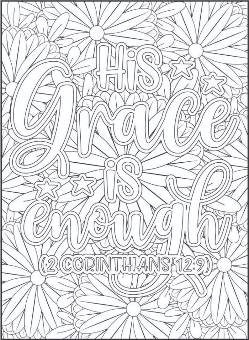 Bible Verse Quotes Coloring Book | Set of 40 Page Christian Coloring ...