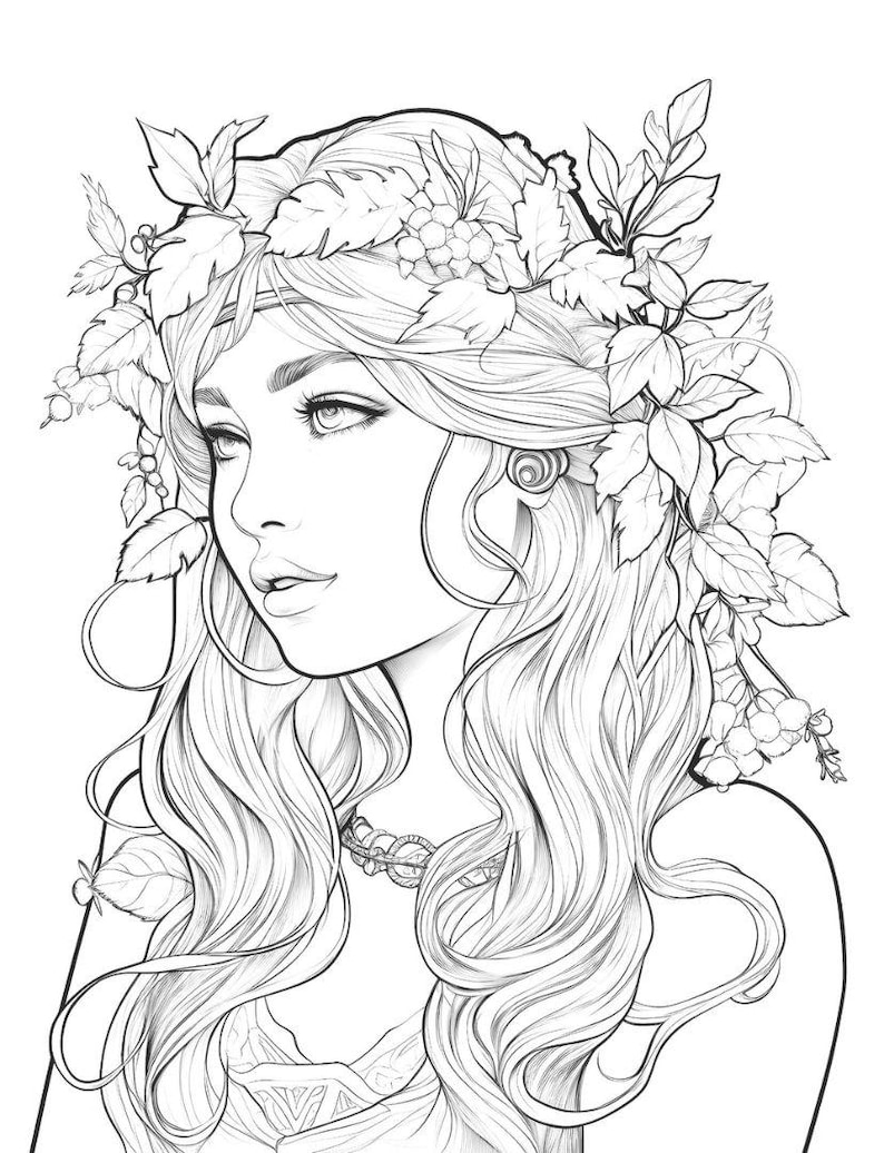 50 Elfs Coloring Pages | Instant Digital Download | Light and Dark ...