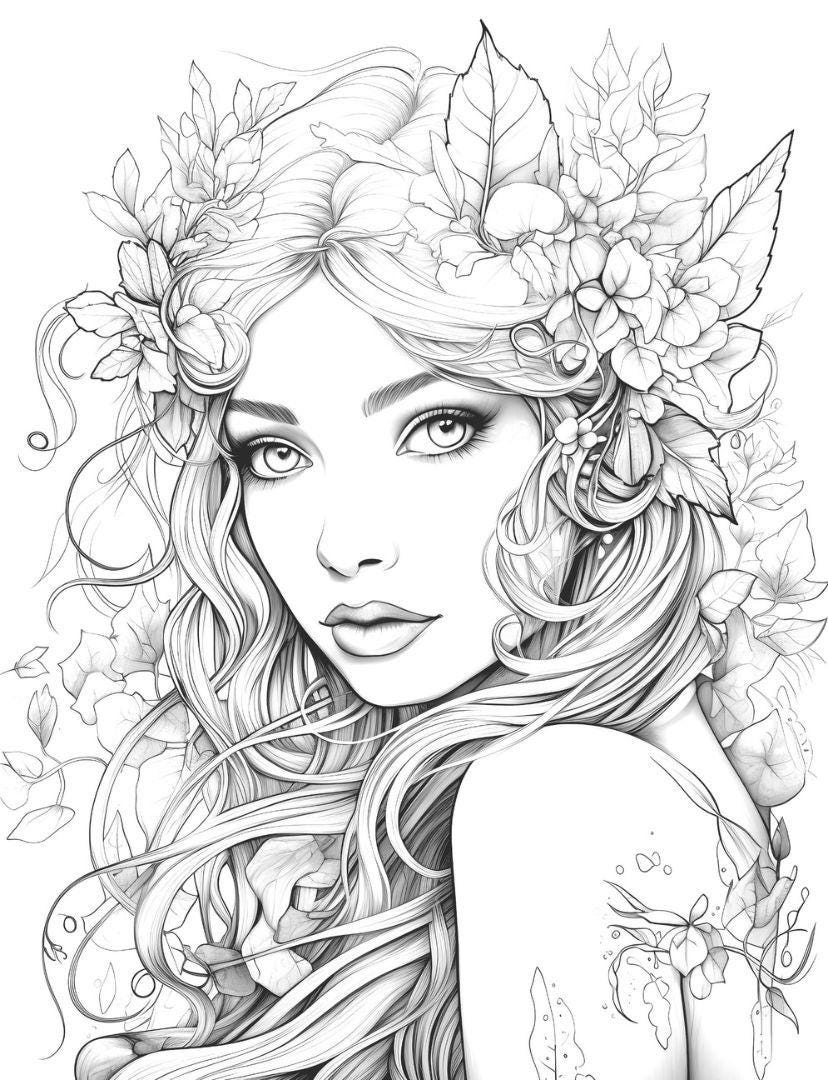50 Elfs Coloring Pages | Instant Digital Download | Light and Dark ...