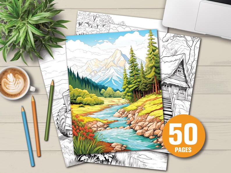 Country Life Coloring Book | 50 Relaxing Designs (PDF Files) - Etsy