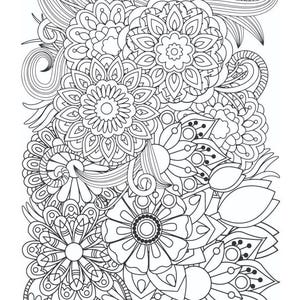 Set of 50 Flowers Zentangle Coloring Book | Flower Printables | Enhance ...