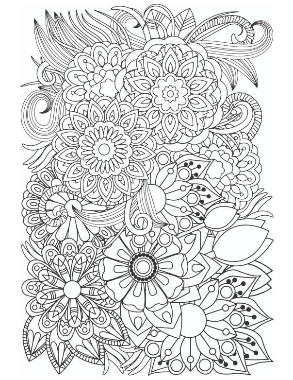 Set of 50 Flowers Zentangle Coloring Book Flower Printables Enhance ...