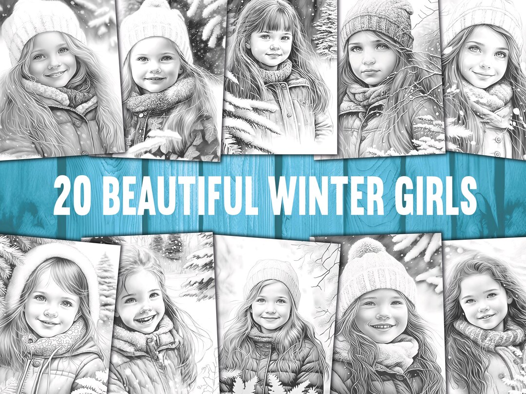 20 Winter Girls Coloring Pages | Instant Digital Download | Relax and ...