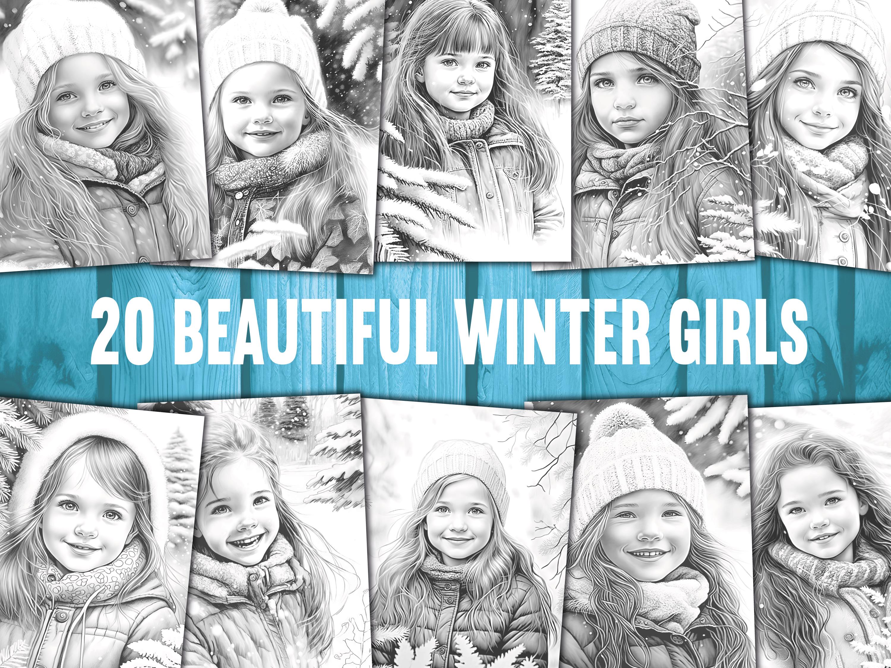 20 Winter Girls Coloring Pages | Instant Digital Download | Relax and ...