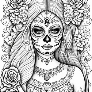 Sugar Skull Girl Coloring Book | Set of 50 Pages | Digital Coloring ...