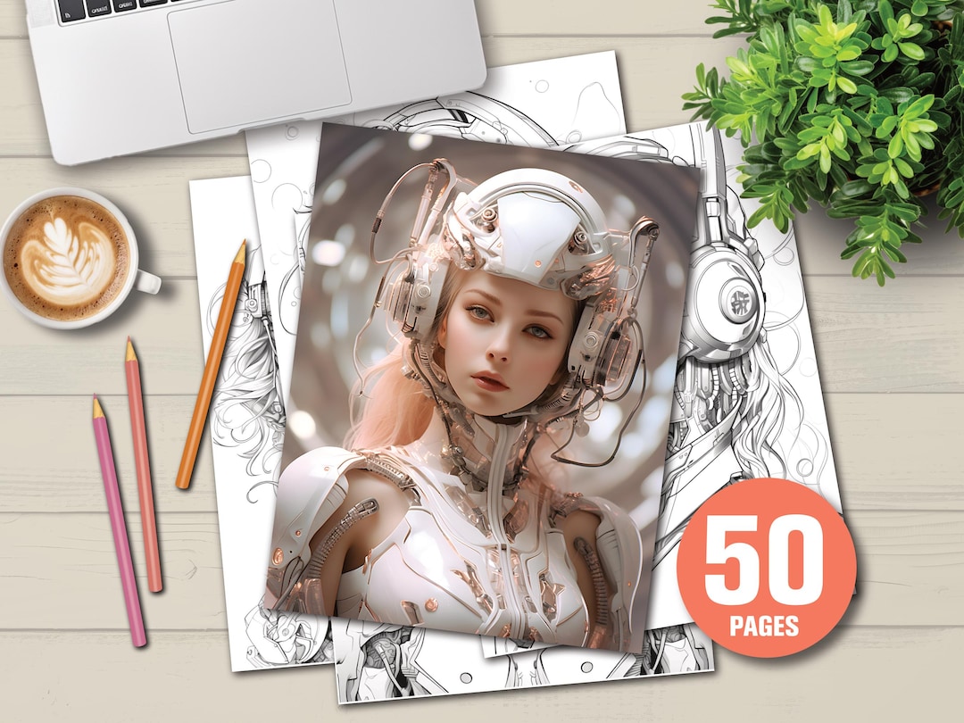 50 Cyborg Girls Coloring Sheets | Kids Coloring Sheet | Light and Dark ...