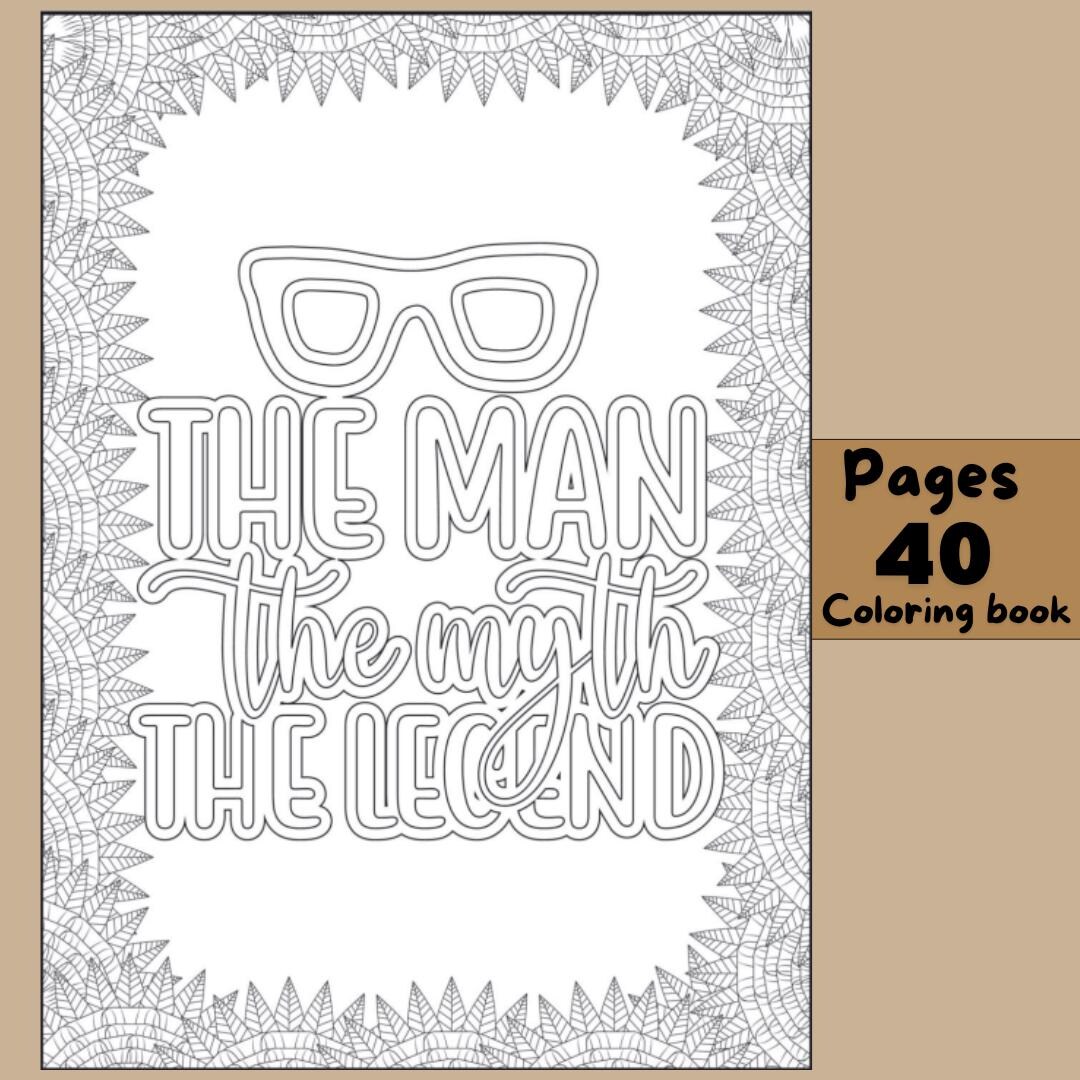 Dad Quotes Coloring Book | Relaxing Stress Relief | Set of 40 Coloring ...