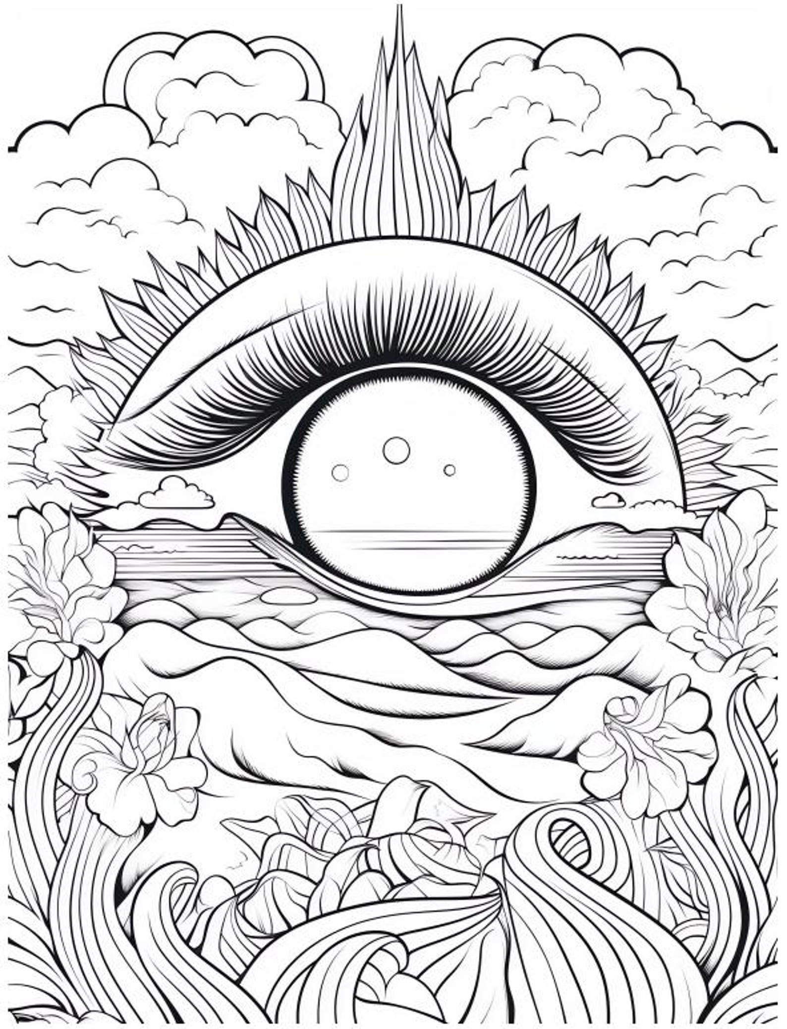 Boho Coloring Book 50 Pages | Landscape Coloring Pages | Aesthetic ...