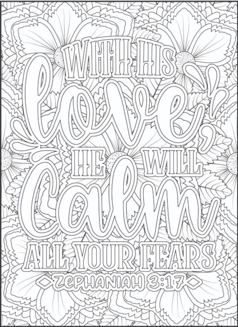 Bible Verse Quotes Coloring Book Set of 40 Page Christian Coloring Book ...